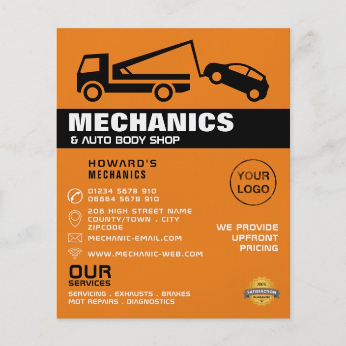 Tow Truck, Auto Mechanic & Repairs Advertising Flyer | Zazzle.com