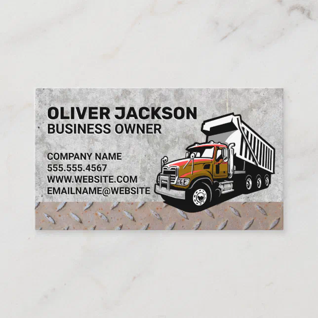 Tow Truck | Concrete Steel | Dump Truck Business Card | Zazzle