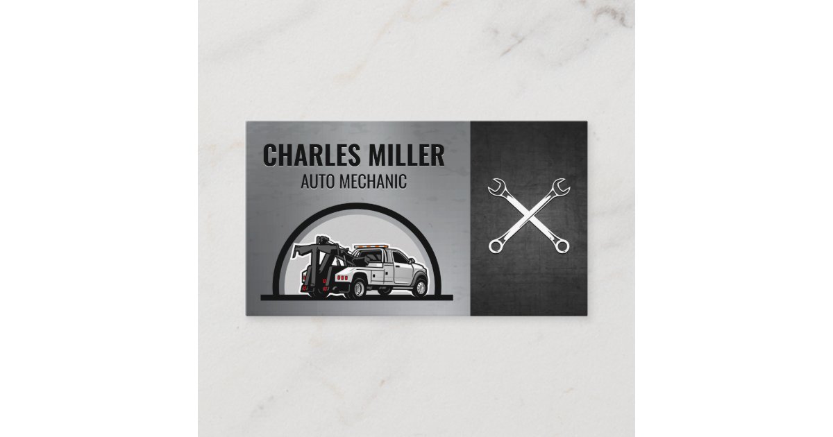 Tow Truck | Wrenches | Auto Services Business Card | Zazzle