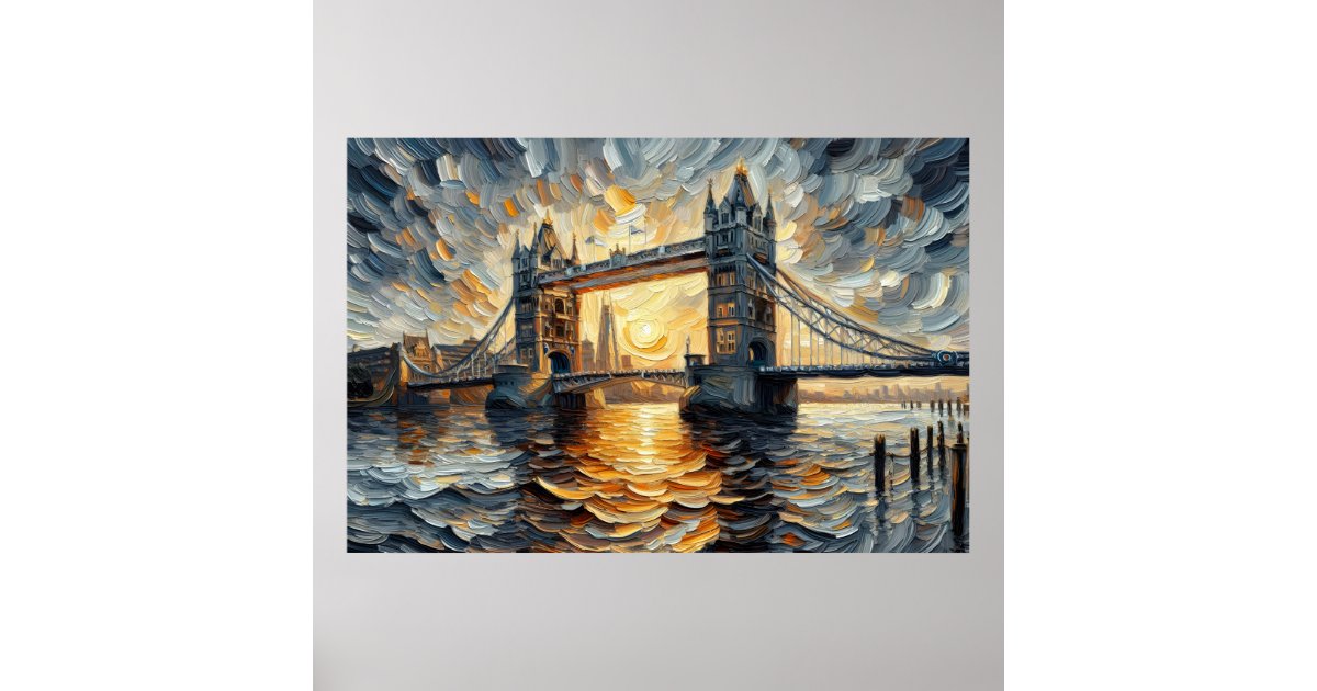 Tower Bridge Oil Painting Poster | Zazzle