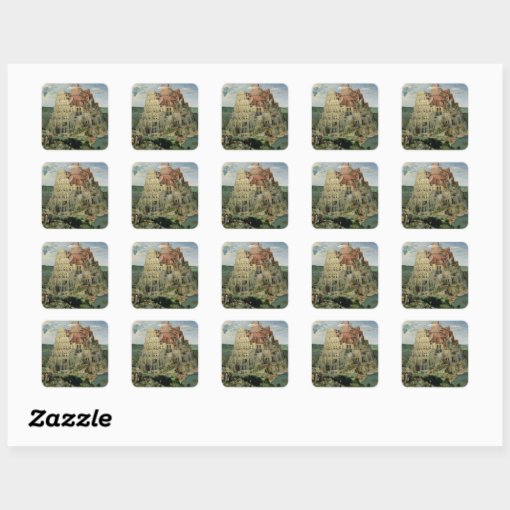 Tower of Babel Square Sticker | Zazzle