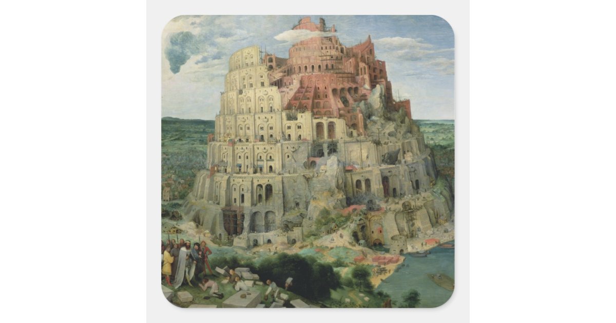 Tower of Babel Square Sticker | Zazzle