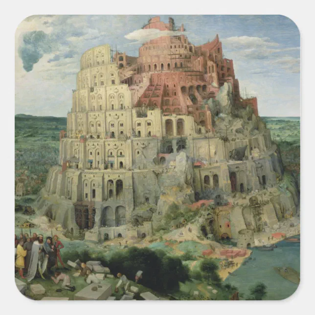 Tower of Babel Square Sticker | Zazzle