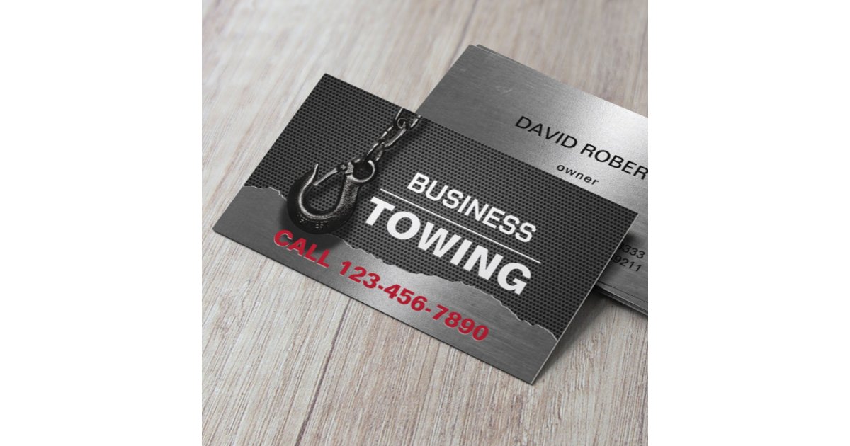 Towing Company Metal Professional Tow Hook Business Card | Zazzle