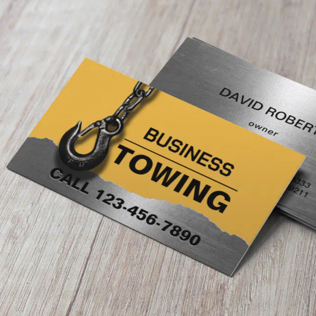 Towing Company Professional Tow Truck Hook Business Card | Zazzle