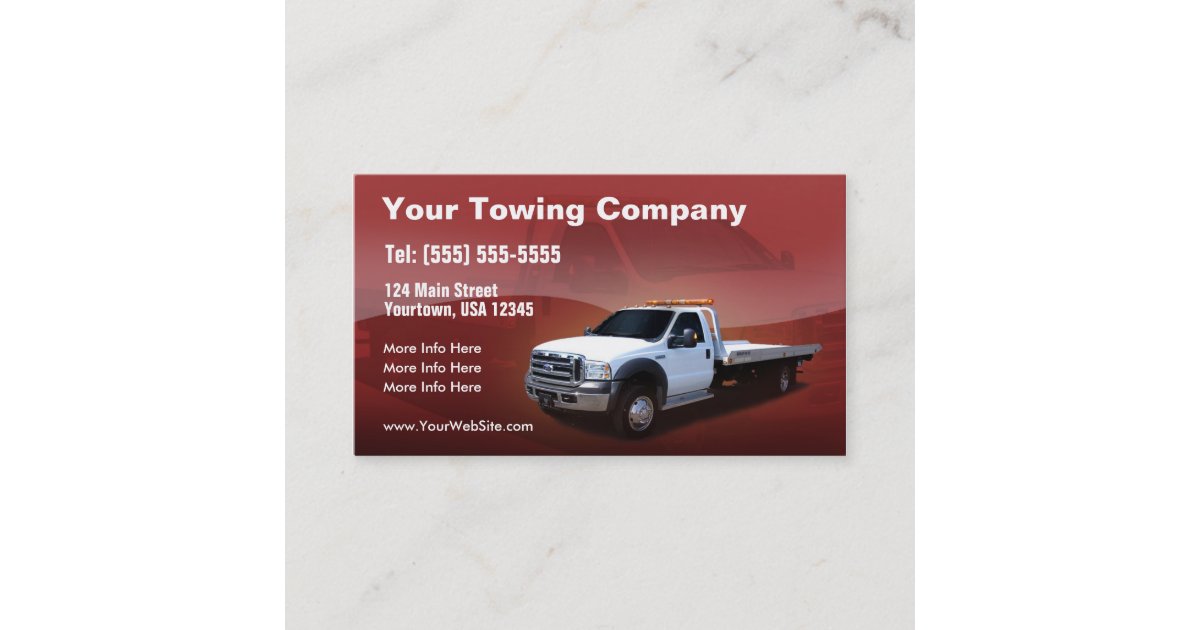 Towing Company white truck design Business Card | Zazzle.com