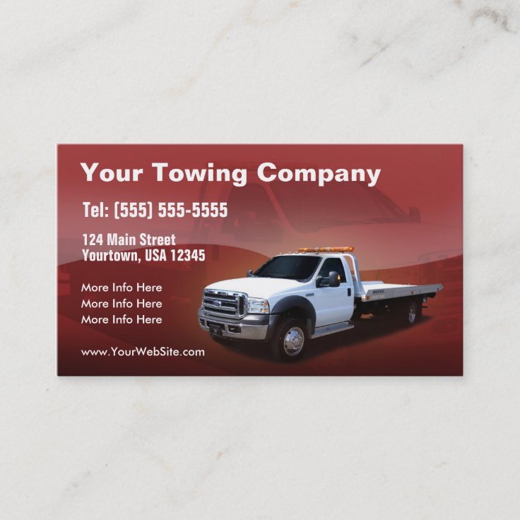 Towing Company white truck design Business Card | Zazzle