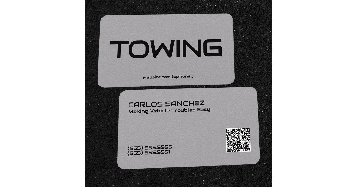 Towing Custom QR Premium Business Card | Zazzle