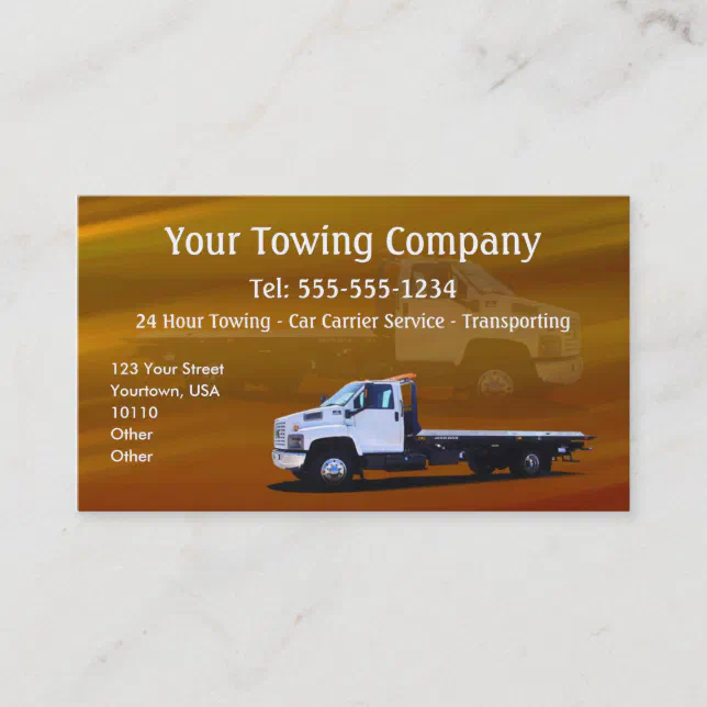 Towing CUSTOMIZABLE Business Card | Zazzle