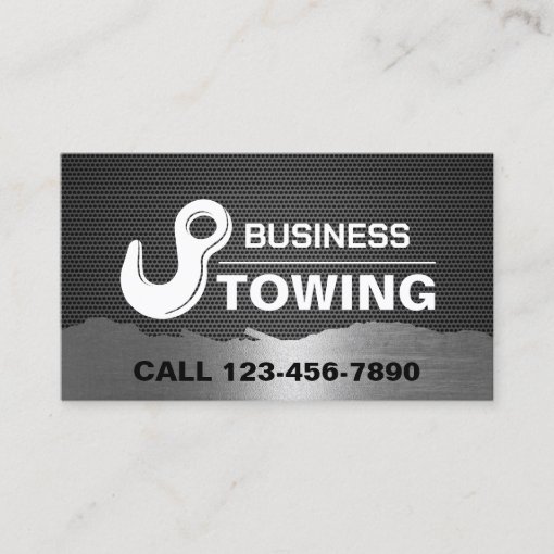 Towing Service Tow Hook Logo Professional Metal Business Card | Zazzle