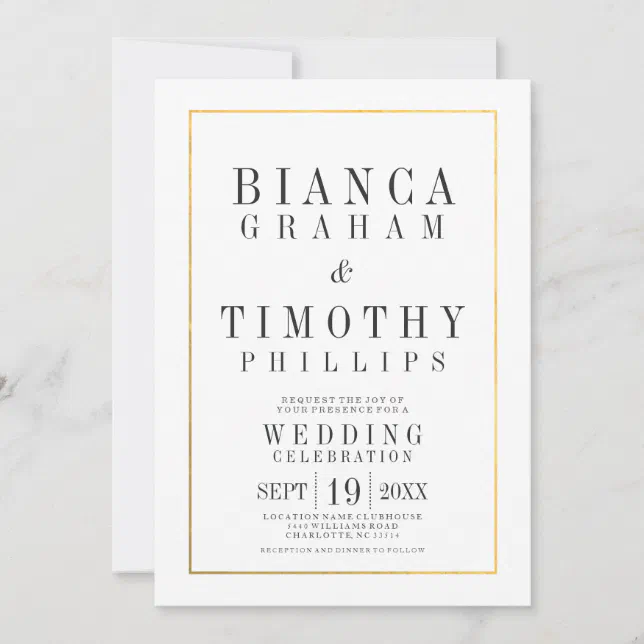 Town Hall Typography Wedding Celebration Invite | Zazzle