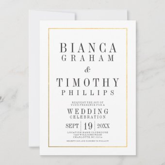 Town Hall Typography Wedding Celebration Invite | Zazzle