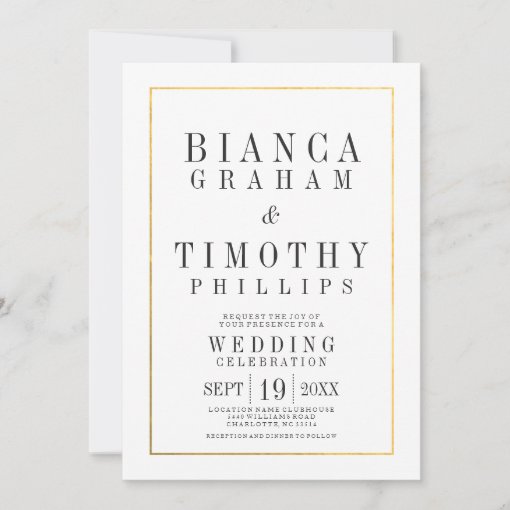 Town Hall Typography Wedding Celebration Invite | Zazzle