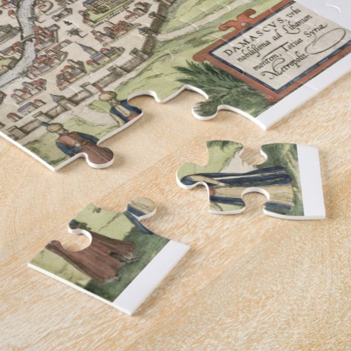 Town map of Damascus, Syria, 1620 (engraving) Jigsaw Puzzle | Zazzle