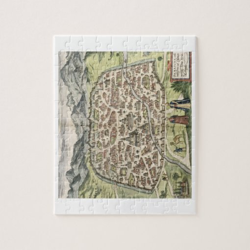 Town map of Damascus, Syria, 1620 (engraving) Jigsaw Puzzle | Zazzle