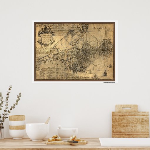 Town of Boston Map - 1769 Poster | Zazzle