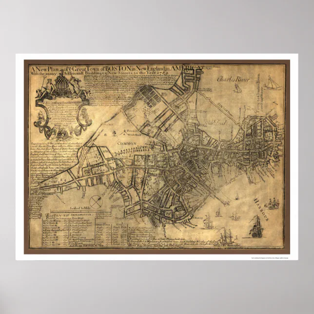 Town of Boston Map - 1769 Poster | Zazzle