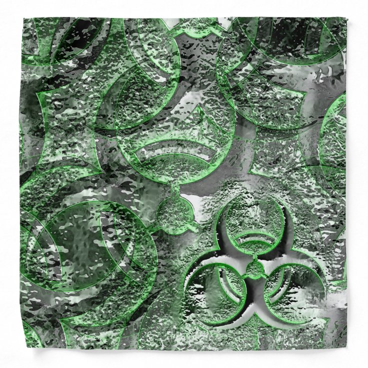 Toxic hazard symbol, silver green biohazard symbol bandana | Zazzle