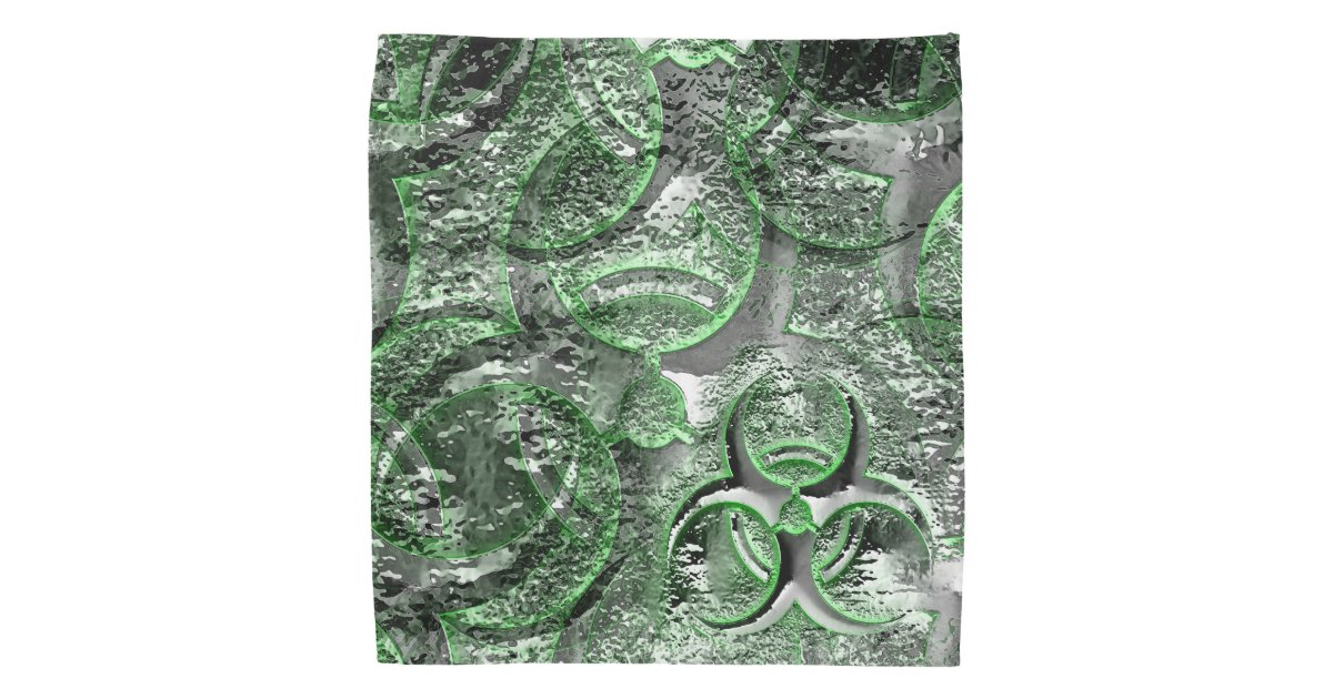 Toxic hazard symbol, silver green biohazard symbol bandana | Zazzle.com