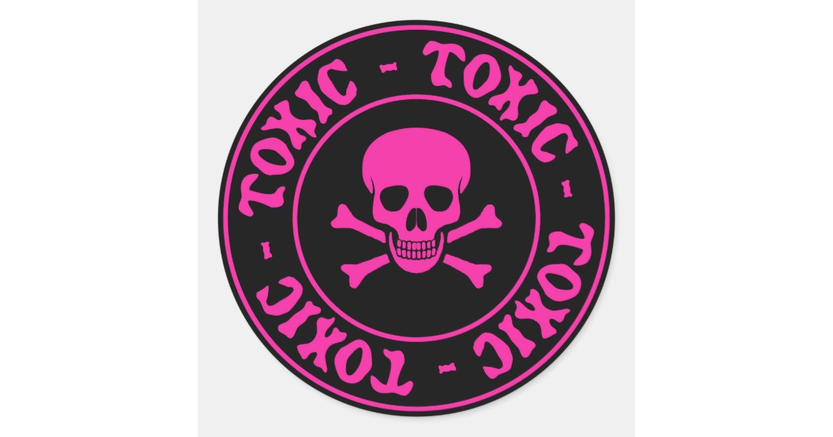 Toxic Pink Skull and Crossbones Sticker | Zazzle