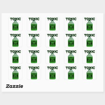 Toxic Skull and Crossbones Green Poison Bottle Square Sticker | Zazzle