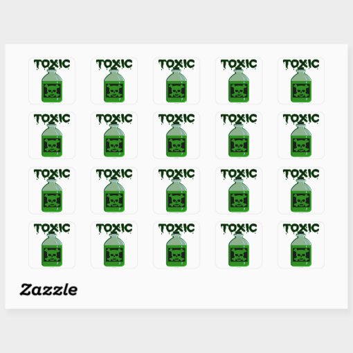 Toxic Skull and Crossbones Green Poison Bottle Square Sticker | Zazzle