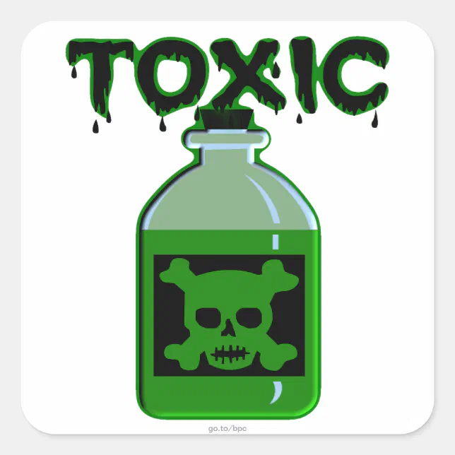Toxic Skull and Crossbones Green Poison Bottle Square Sticker | Zazzle