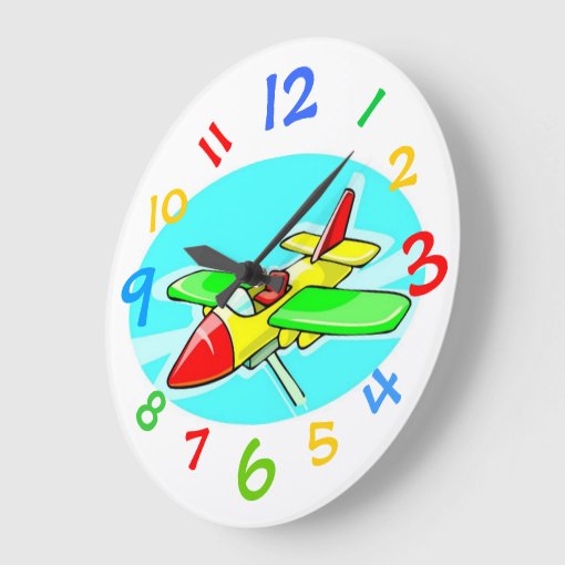 Toy Airplane Clock With Colorful Numbers | Zazzle