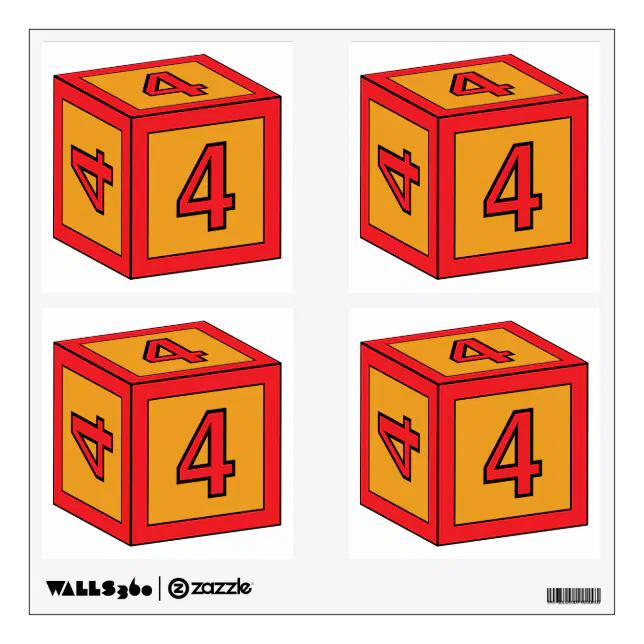 Toy Block Wall Decals (4cnt) - Number 4 | Zazzle