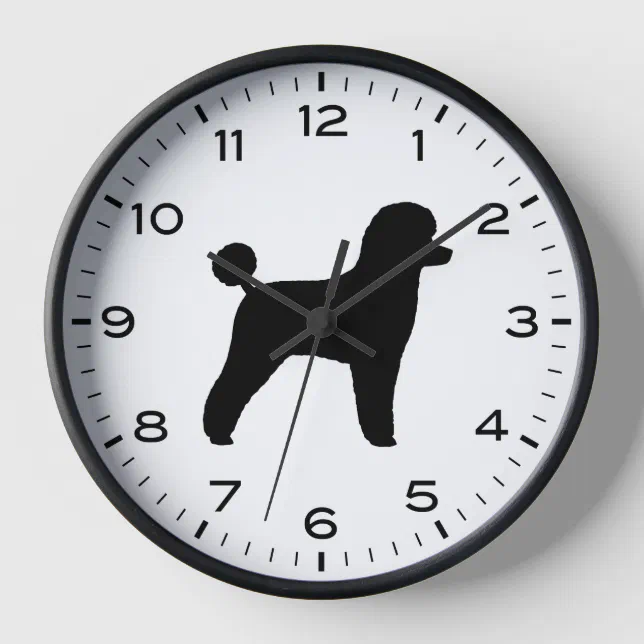 Toy Poodle Silhouette with Numbers and Minutes Clock | Zazzle