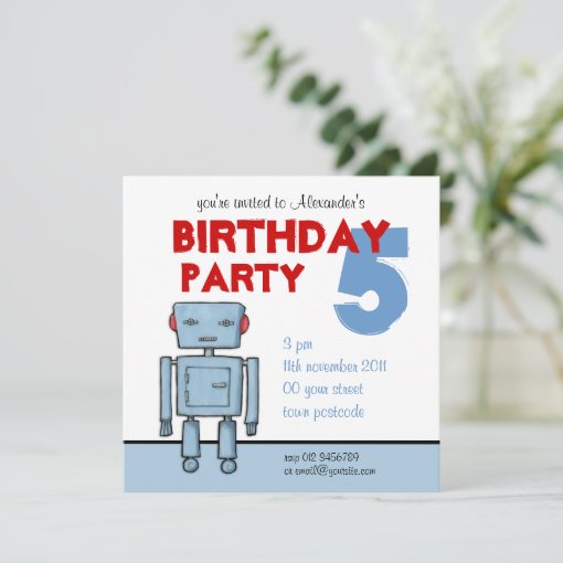 Toy Robot Birthday Invitation | Zazzle