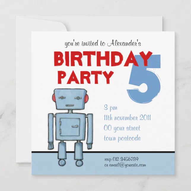 Toy Robot Birthday Invitation | Zazzle