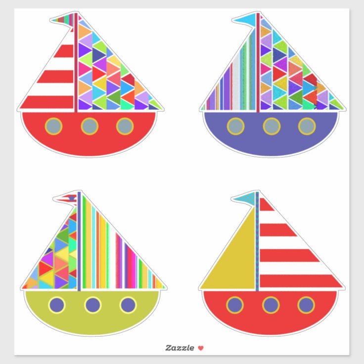Toy Sail Boats Collection | White or Clear Sticker | Zazzle