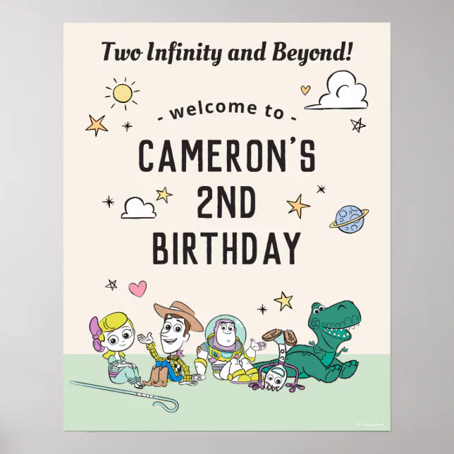 Toy Story | 2 Infinity and Beyond Birthday Welcome Poster | Zazzle