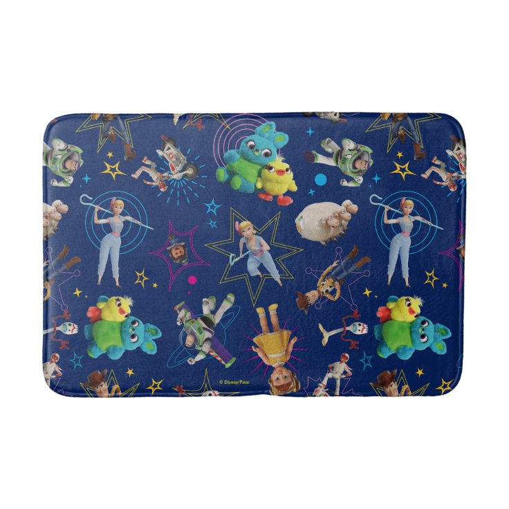 Toy Story 4 | Blue Toys Toss Pattern Bath Mat | Zazzle