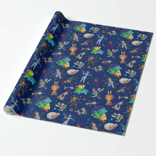 Toy Story 4 | Blue Toys Toss Pattern Wrapping Paper | Zazzle