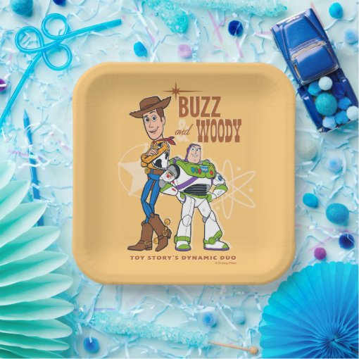 Toy Story 4 | Buzz & Woody "Dynamic Duo" Paper Plates | Zazzle