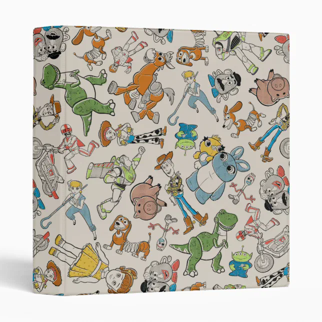 Toy Story 4 | Retro Character Toss Pattern 3 Ring Binder | Zazzle