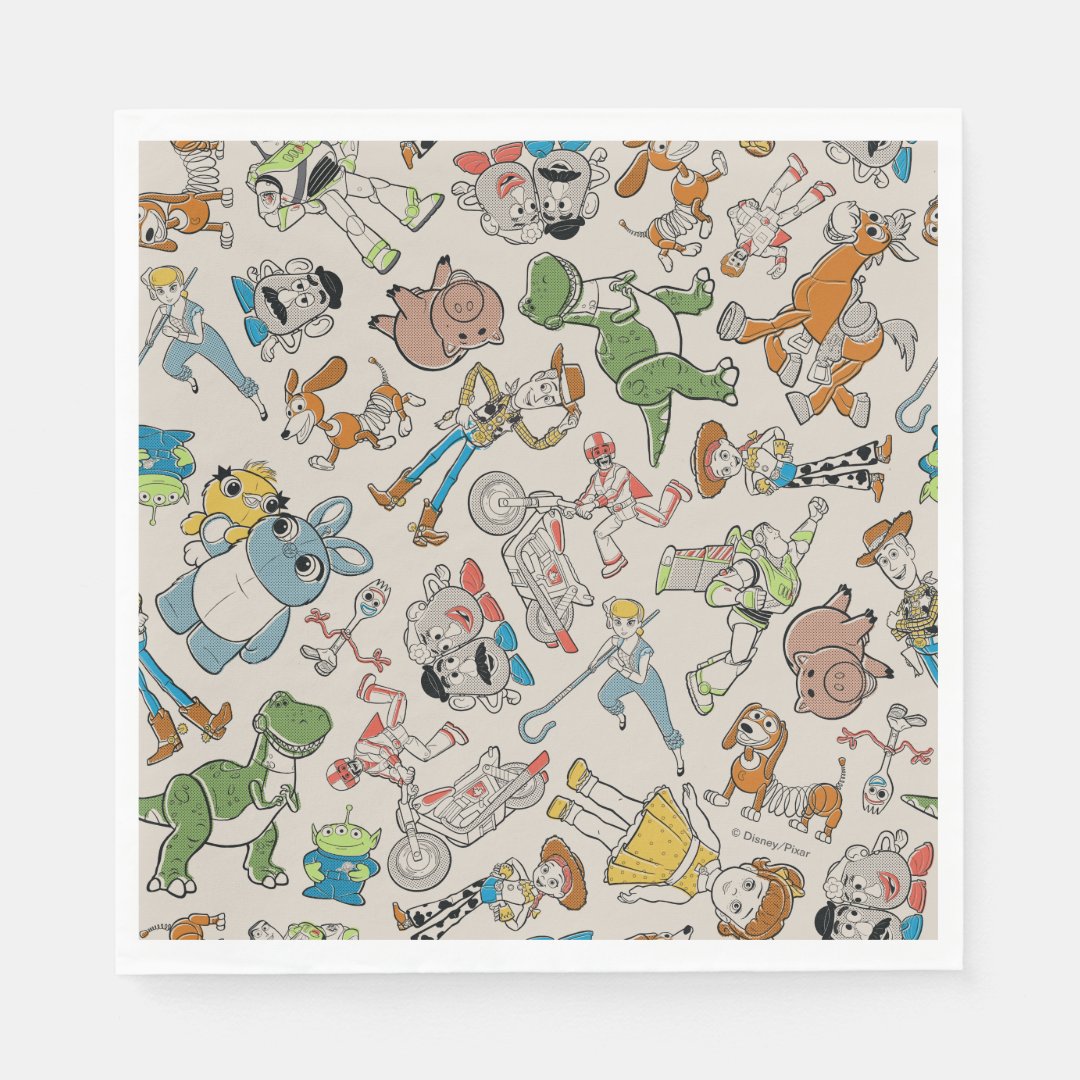 Toy Story 4 | Retro Character Toss Pattern Napkins | Zazzle