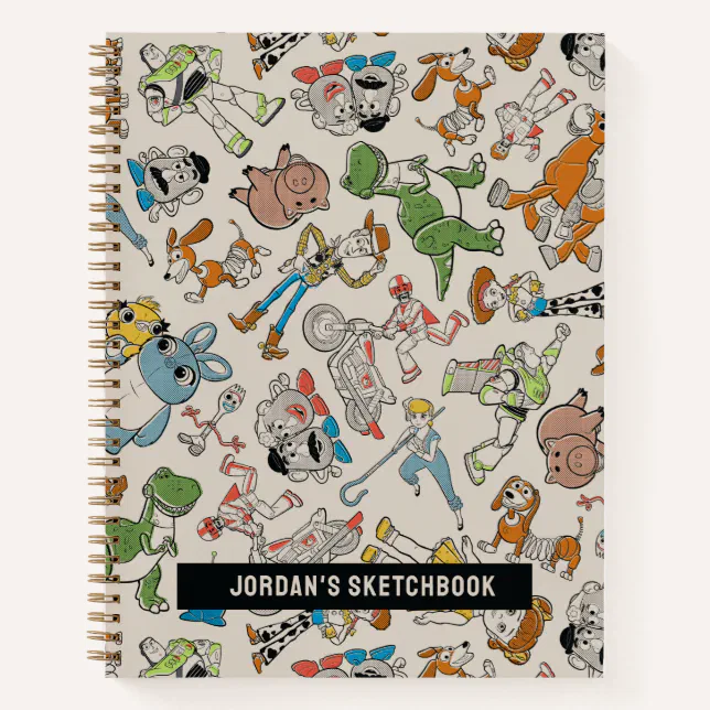 Toy Story 4 | Retro Character Toss Pattern Sketch Notebook | Zazzle