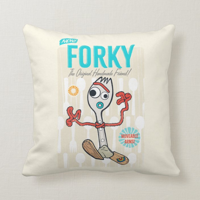 Toy Story 4 | Retro Forky Toy Ad Throw Pillow | Zazzle.com