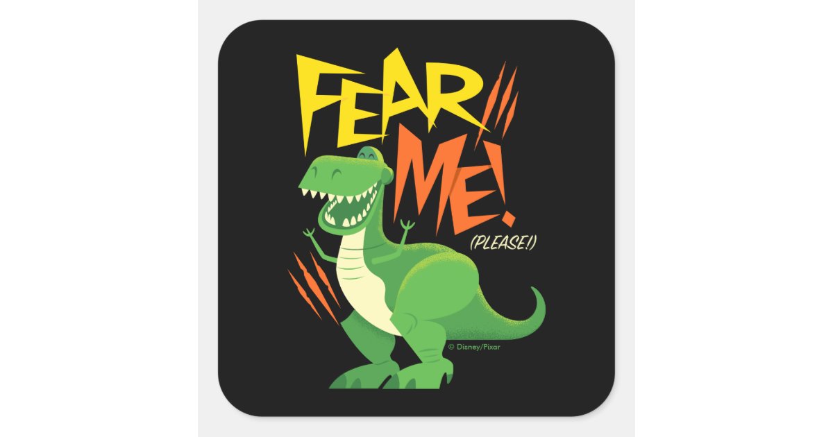 Toy Story 4 | Rex "Fear Me!" Square Sticker | Zazzle