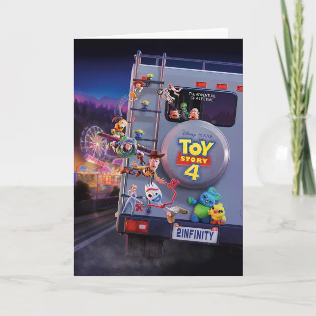 Toy Story 4 | Toys Riding RV Theatrical Poster Card | Zazzle