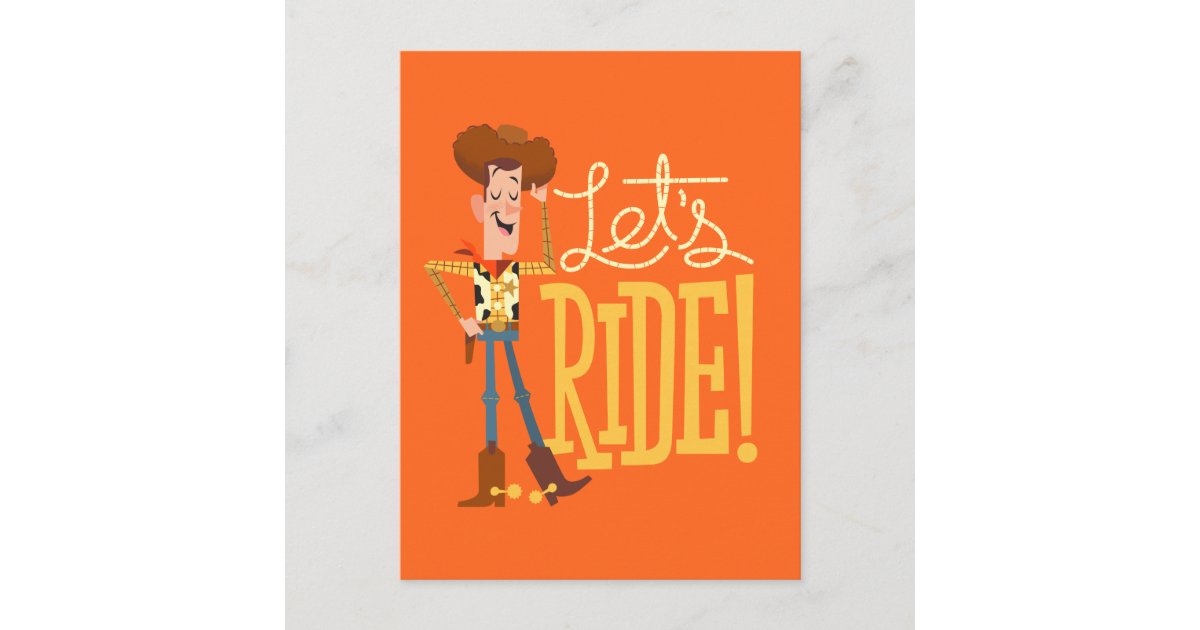 Toy Story 4 | Woody Illustration "Let's Ride" Postcard | Zazzle