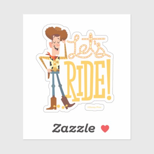 Toy Story 4 | Woody Illustration "Let's Ride" Sticker | Zazzle