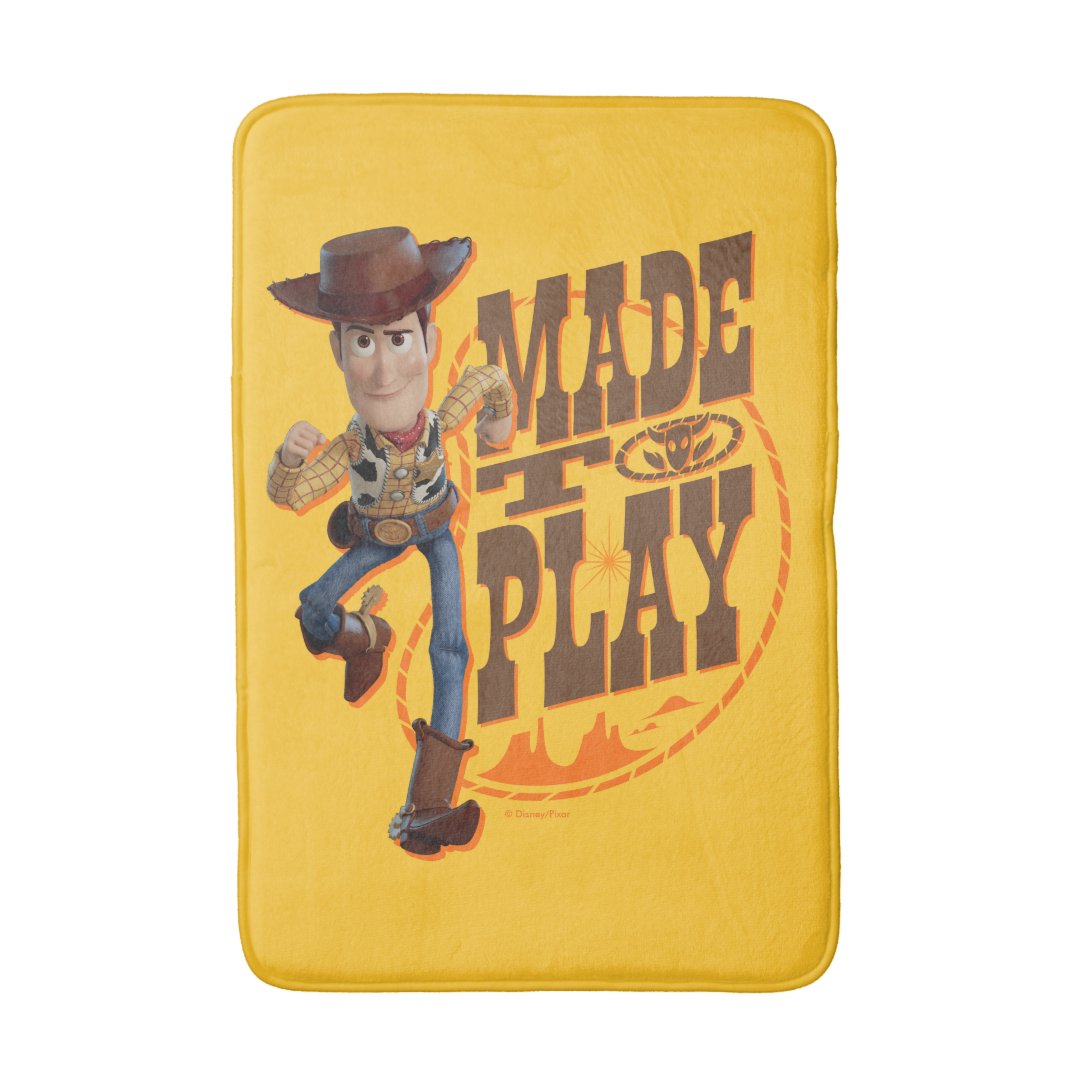 Toy Story 4 | Woody "Made To Play" Bath Mat | Zazzle