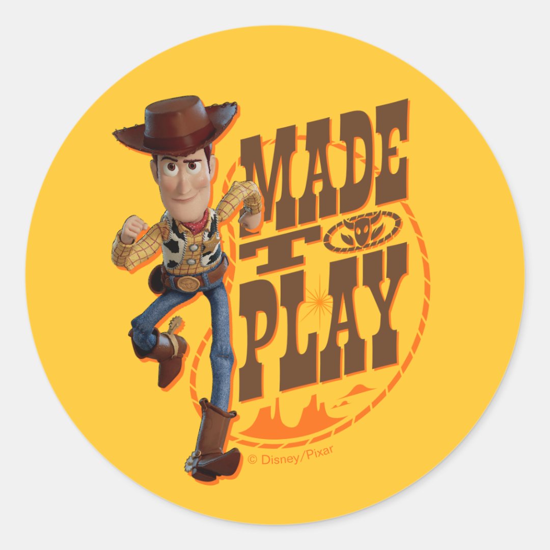 Toy Story 4 | Woody "Made To Play" Classic Round Sticker | Zazzle