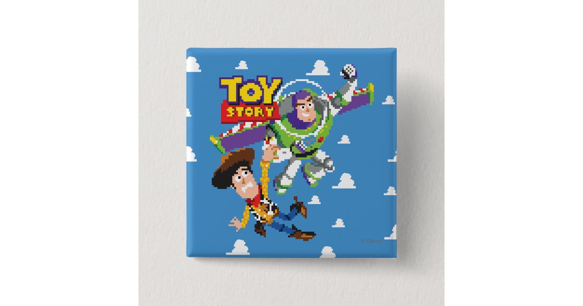 Toy Story 8Bit Woody and Buzz Lightyear Pinback Button | Zazzle