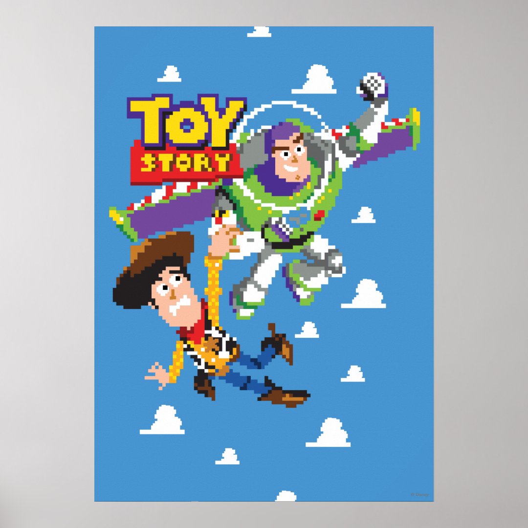 Toy Story 8Bit Woody and Buzz Lightyear Poster | Zazzle