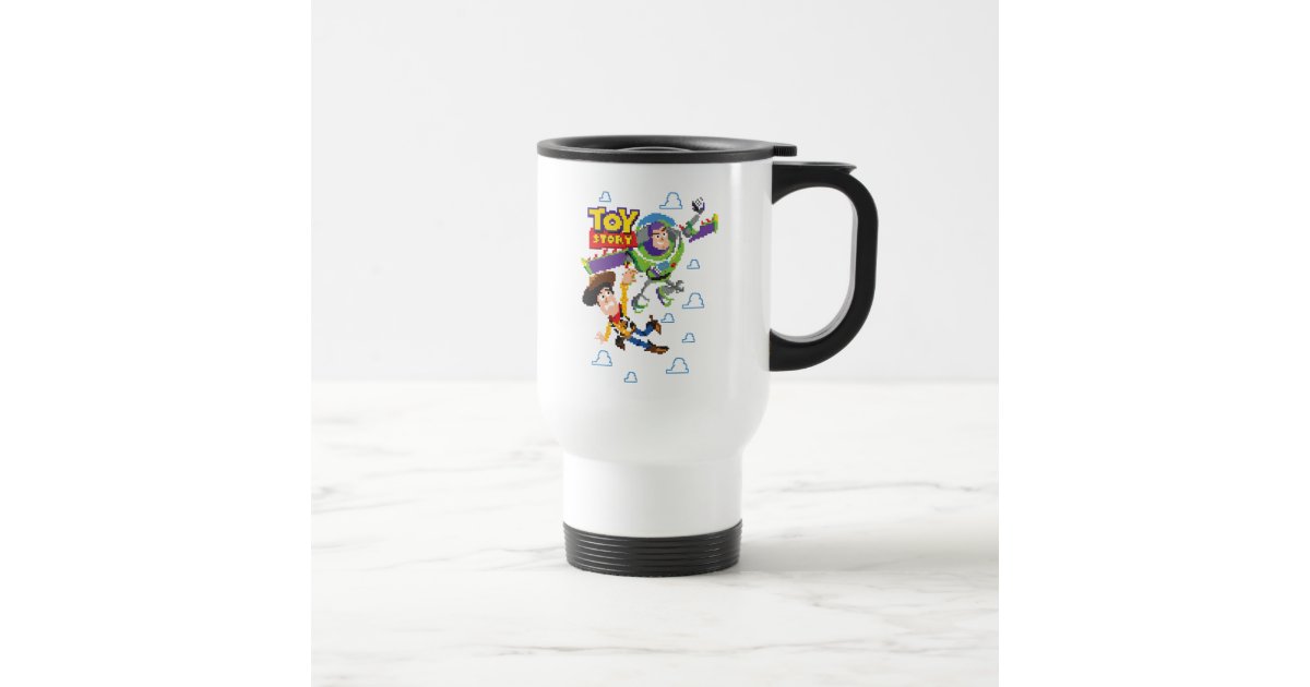 Toy Story 8Bit Woody and Buzz Lightyear Travel Mug | Zazzle